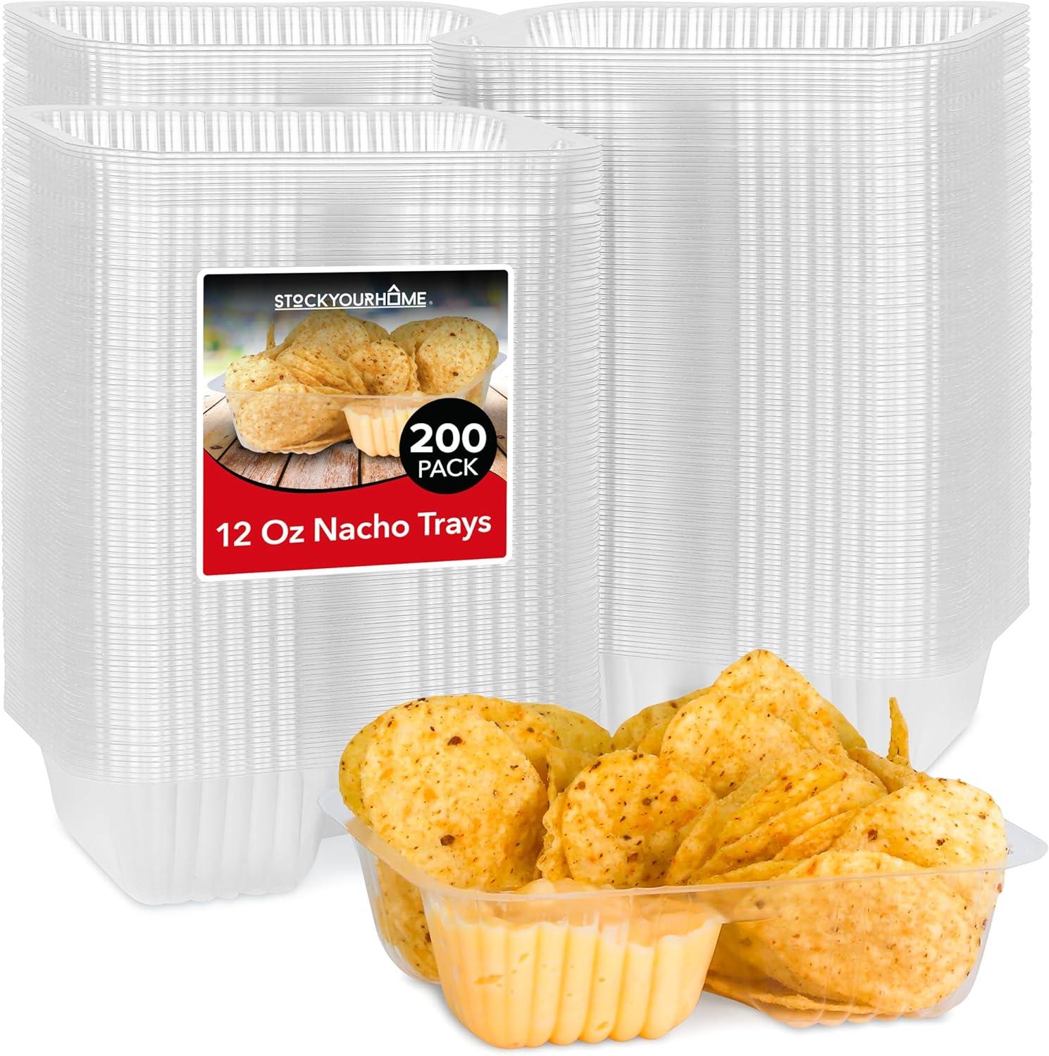 12oz Plastic Nacho Trays (100 Pack) Small Disposable Tray for Nachos ...