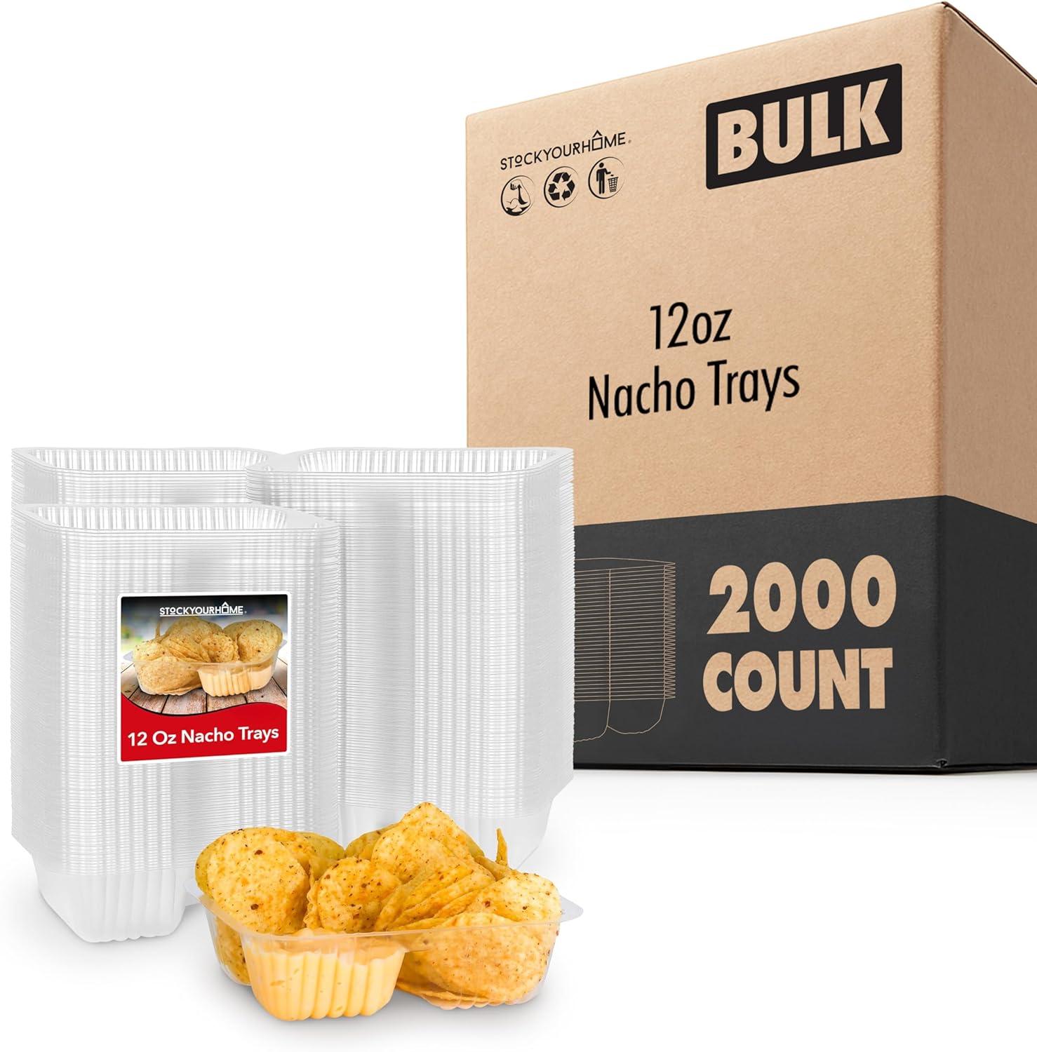 12oz Plastic Nacho Trays (100 Pack) Small Disposable Tray for Nachos ...