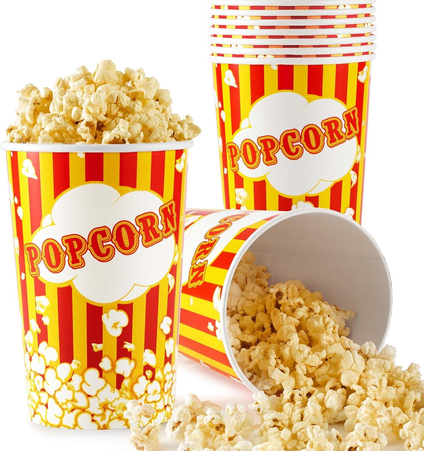 64 Oz Popcorn Buckets, Disposable Containers (25 Count), Large Cups ...