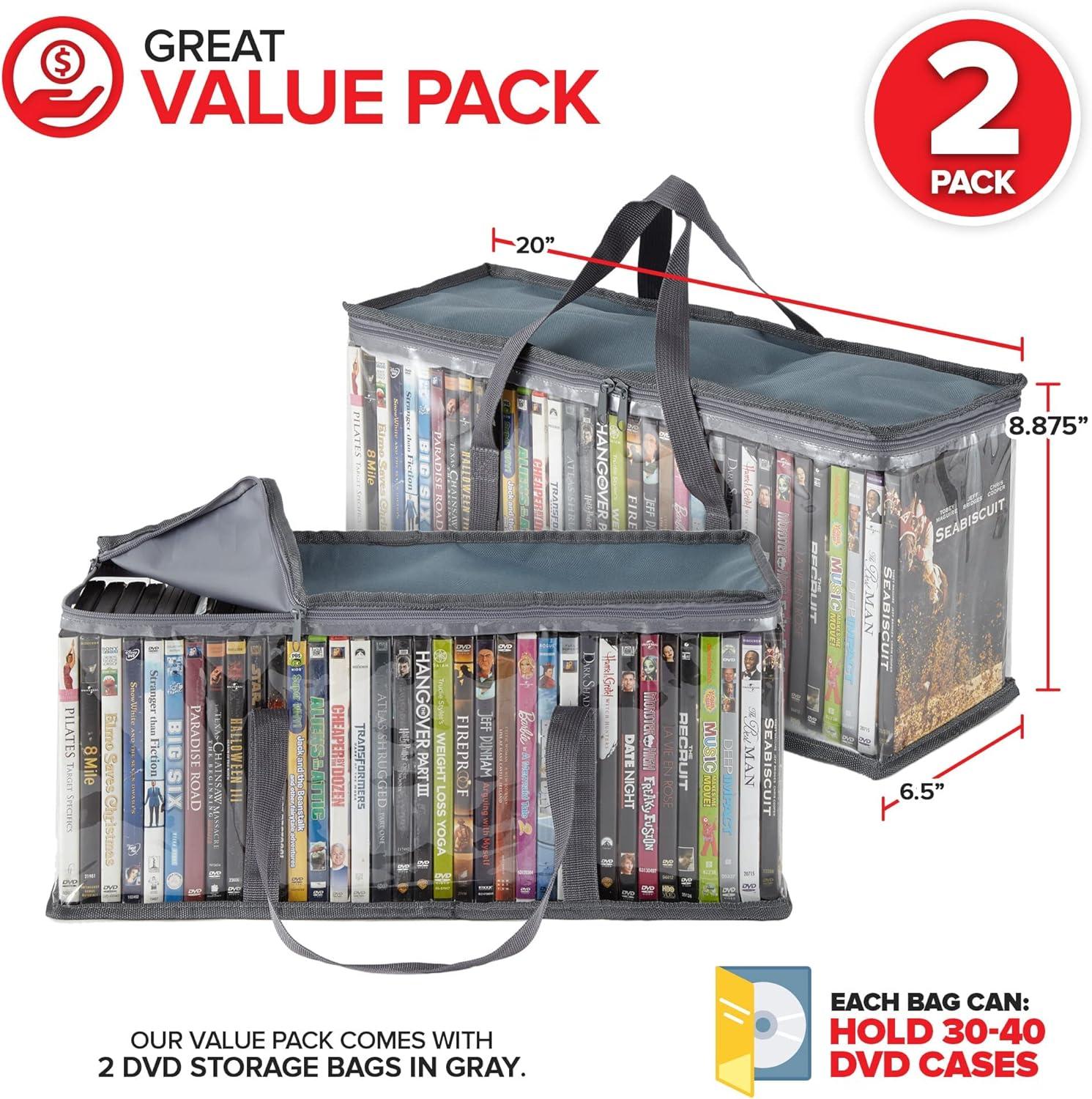 Stock Your Home DVD Storage Bags (Set of 4) Media Organizer Bag for ...